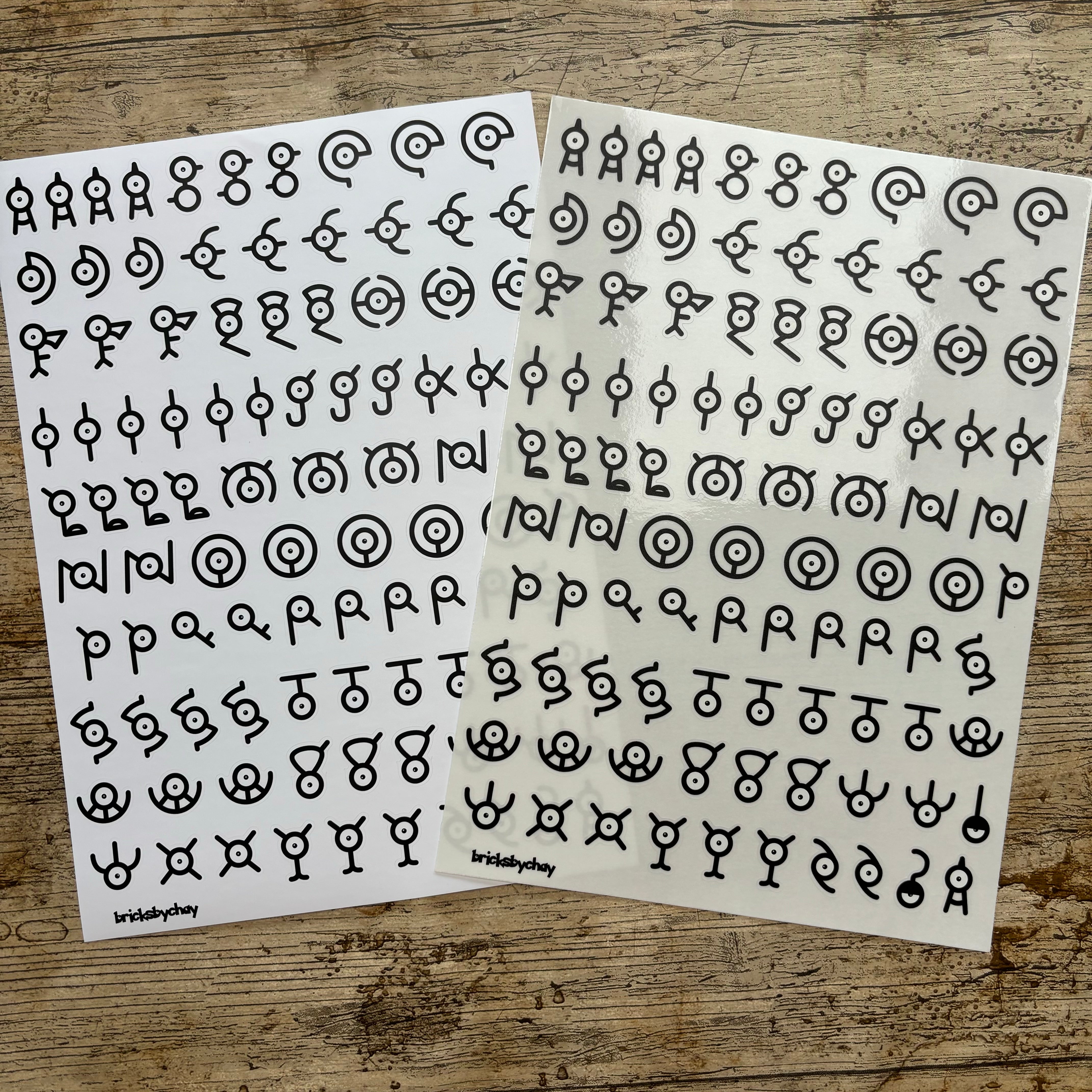 Alphabet Unown Sticker Sheet – Chay Creations